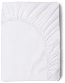 Bílé elastické prostěradlo z bavlněného saténu HIP, 90 x 200 cm