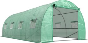 Fóliový skleník Outsunny o rozměrech cca 6 x 3 x 2 m s 8 okny, rolovacími dveřmi, rolovacími bočními stěnami, fóliovým tunelem odolným proti UV zářen…