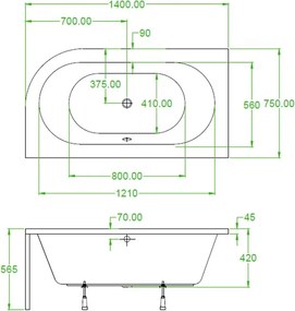 BPS-koupelny Akrylátová asymetrická vana s krycím panelem HYD-EBI140L 140x75 cm LEVÁ, bílá