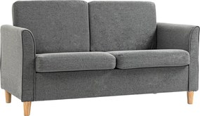 Dvoumístná pohovka HOMCOM útulná pohovka s odnímatelnými lněnými polštáři ve světle šedé barvě 141x65x78cm ideální do obývacího pokoje | Aosom.de