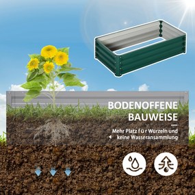 Outsunny Vyvýšený ocelový květináč Nerezový zeleninový záhon s otevřeným dnem pro zahradní balkon Zelený 120x60x30,5 cm |