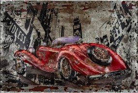 FALC Kovový obraz 3D old red car, 40 x 60 cm