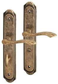 AC-T SERVIS Dveřní klika RUSTIK patina bronz - oválné štítové kování 72 mm Provedení štítu: Koule/klika - levá