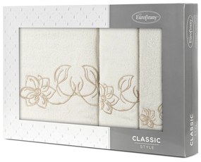 FROTÉ RUČNÍK LILA SADA 1KS 30X50 CM, 1KS 50X90 CM, 1KS 70X140 CM KRÉMOVÁ
