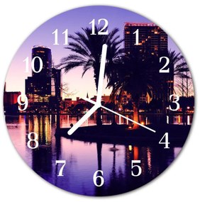 Skleněné hodiny kulaté Florida palmy fi 30 cm
