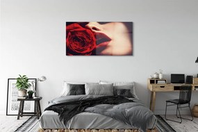 akrylový obraz Rose žena v ústech 125x50 cm