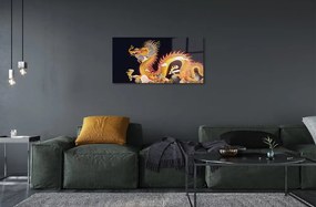 Obraz na skle Golden Japanese Dragon 120x60 cm