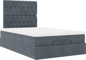 Osmanský rám postele s matracemi tmavě šedá 120x200cm samet 3313536