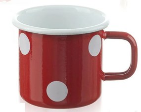 Červený smaltovaný hrnek s puntíky Red dot - Ø8*8cm - 250ml