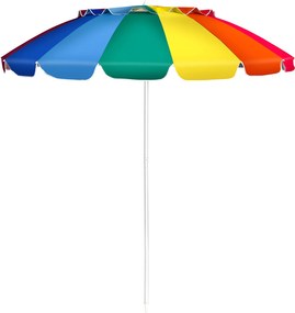 Costway 243 cm plážový slunečník hliníkový sklopný - barevný, barvitý