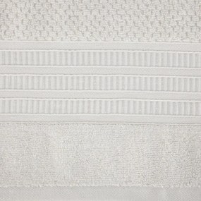 Bavlněný krémový ručník ROSITA s rýžovou strukturou a žakárovou bordurou s geometrickým vzorem Rozměr: 70 x 140 cm