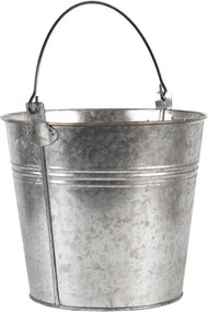Malý šedivý dekorační plechový kyblík – 18x16/26 cm