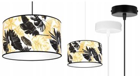 Závěsné svítidlo Gold Flowers, 1x bílé textilní stínítko s květinovým vzorem, (výběr ze 2 barev konstrukce), (fi 35cm)