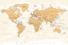 Tapeta mapa světa s vintage nádechem - 225x150 cm