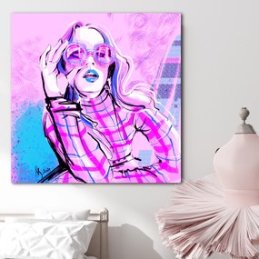 Gario Obraz na plátně Růžová retro ženská móda - Irina Sadykova Rozměry: 30 x 30 cm