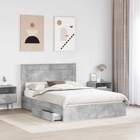 Postel s úložným prostorem s čelo Betonově šedá 150 x 200 cm 3409905
