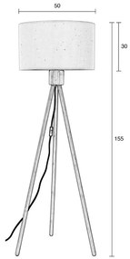Bílá bambusová stojací lampa ZUIVER FAN 155 cm