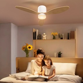 HOMCOM Stropní ventilátor s osvětlením a dálkovým ovládáním 50W, tichý a převratitelný stropní ventilátor 115cm se 3 lopatkami, 6 rychlostí, nastavit…