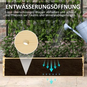 Vyvýšený záhon Outsunny s podpěrou pro šplhání, truhlík z přírodního dřeva, bylinkový záhon a květinový truhlík pro zahradu a balkon, 80 x 38 x 145 c…