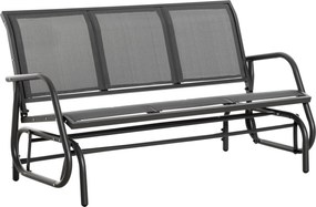 Outsunny Houpací lavice pro 3 osoby z kovu s prodyšnou síťovinou, 147x70x85cm, Šedá | Aosom