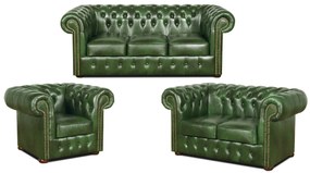 FN Sedací souprava Chesterfield Classic 3+2+1 kůže zelená