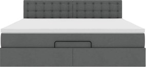 Osmanský rám postele s matrací tmavě šedá 180x200cm textil 3311644