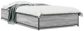 Rám postele šedý sonoma 100 x 200 cm kompozitní dřevo a kov