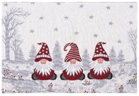 SCANquilt prostírání MOTIV elfi a hvězdy bíločervená prostírání cca 30 x 45 cm