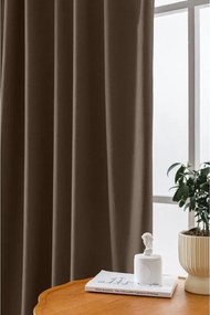 Hnědý zatemňovací závěs VELVET 140x270 cm Zavěšení: Řasící páska
