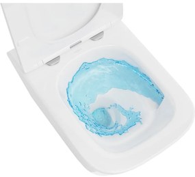 Mexen Teo, závěsná WC mísa 510x345x340 mm, Rimless Tornádo + WC sedátko z duroplastu, bílá lesklá, 30850600T