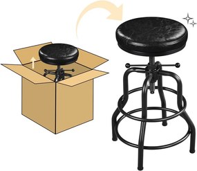 Barová židle Yaheetech – černá, 44 cm (délka) × 44 cm (šířka) × 54,5 cm – 71,5 cm (výška) (256244013357)