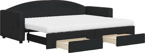 Válenda s přistýlkou a zásuvkami černá 80 x 200 cm textil 3197239
