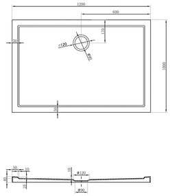 Mexen Flow Slim, obdélníková sprchová vanička 120 x 100 cm, černá matná, 46R701012