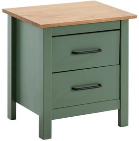 OnaDnes -20% Olivově zelený borovicový noční stolek Marckeric Miranda 46 x 35 cm