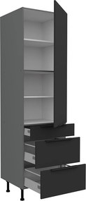 ARIA ab | vysoká skříňka 60 DKS-215 3S1F potravinová | UNI DVÍŘKA | 60 cm | PREMIUM BOX | antracit/černá