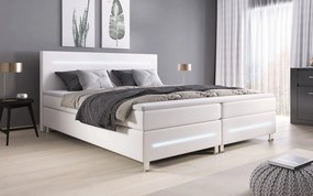 M&B postele Boxspring postel SEJOUR bez úložného prostoru s LED Velikost postele: 120 × 200 cm, Výběr matrace: Taštičková zónová matrace - měkká (70–…