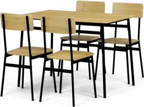Set jídelní (1+4), MDF dekor divoký dub, černý kov (110 x 70) cm hnědá