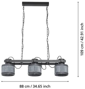 Eglo 43447 - Lustr na řetězu TURROCK 3xE27/28W/230V