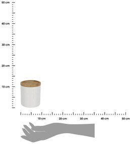 Koupelnová nádoba Loudis, bílá/s dřevěnými prvky
