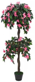 Umělá rostlina rododendron s květináčem 155 cm zelená a růžová,  245951 HangarStore.cz