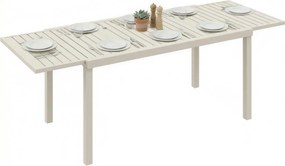 Outsunny rozkládací zahradní jídelní stůl — 150/225 × 85 × 75 cm, hliníková lamelová deska, pro 6–8 osob | Aosom