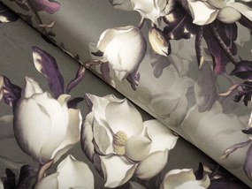 Biante Sametový povlak na polštář s lemem Tamara TMR-034 Květy gardénie na hnědošedém 50 x 50 cm