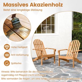 Costway Zahradní židle Adirondack židle z akáciového dřeva se šikmým sedákem
