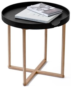 Černý odkládací stolek z dubového dřeva s odnímatelnou deskou Wireworks Damieh, 45x45 cm
