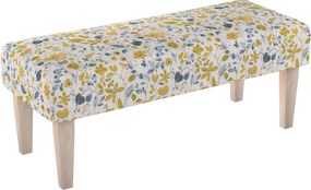 Dlouhá lavička 100x40cm barva žlutá látka pletený vzor, vzorované
