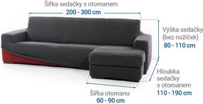 Super strečové potahy NIAGARA antracitová sedačka s otomanem vpravo (š. 200 - 300 cm)