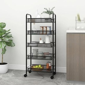 Kuchyňský vozík s 5 patry černý 46 x 26 x 105 cm železo 336328