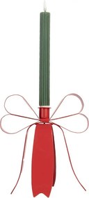 Červený antik kovový svícen mašle Bow Candle Rust - 19*15*20 cm
