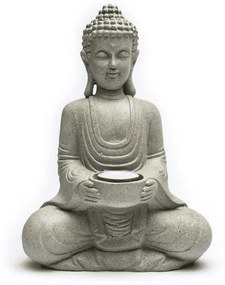Milujeme Kameny Meditující Buddha - svícen Feng Shui - šedý