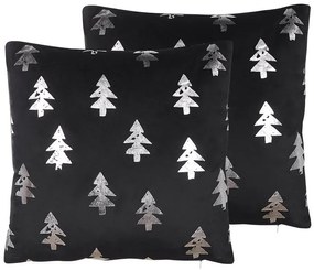 Sada 2 dekorativních polštářů s vánočním motivem 45 x 45 cm černé CUPID Beliani